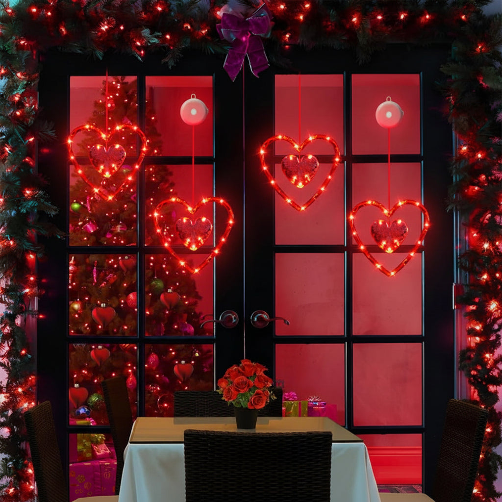 LED Valentine's Lighting Heart Shaped Windows Doors