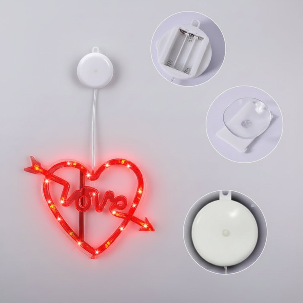 LED Valentine's Lighting Heart Shaped Windows Doors